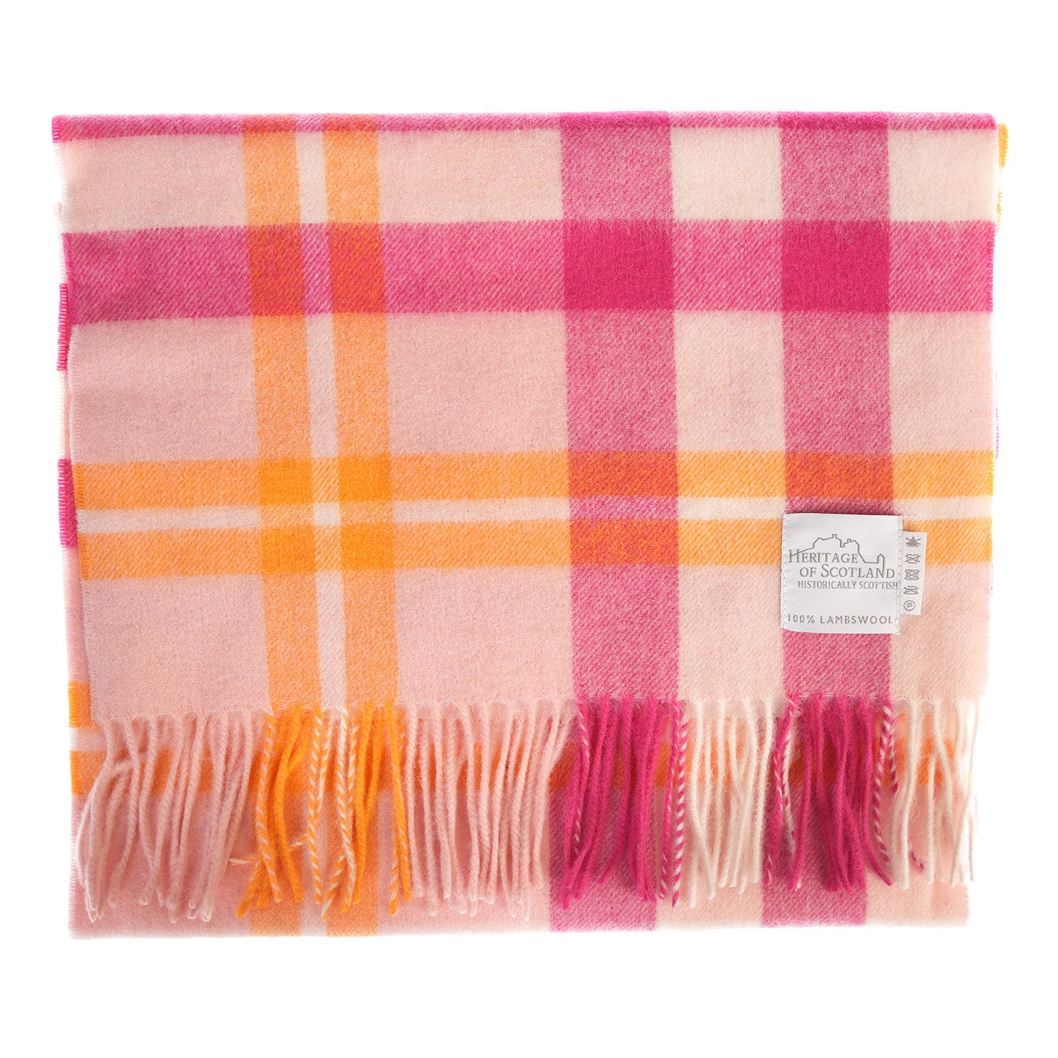 Heritage of Scotland 100% Lambswool Wide Scarf – Scotts Check Pink Mix ...