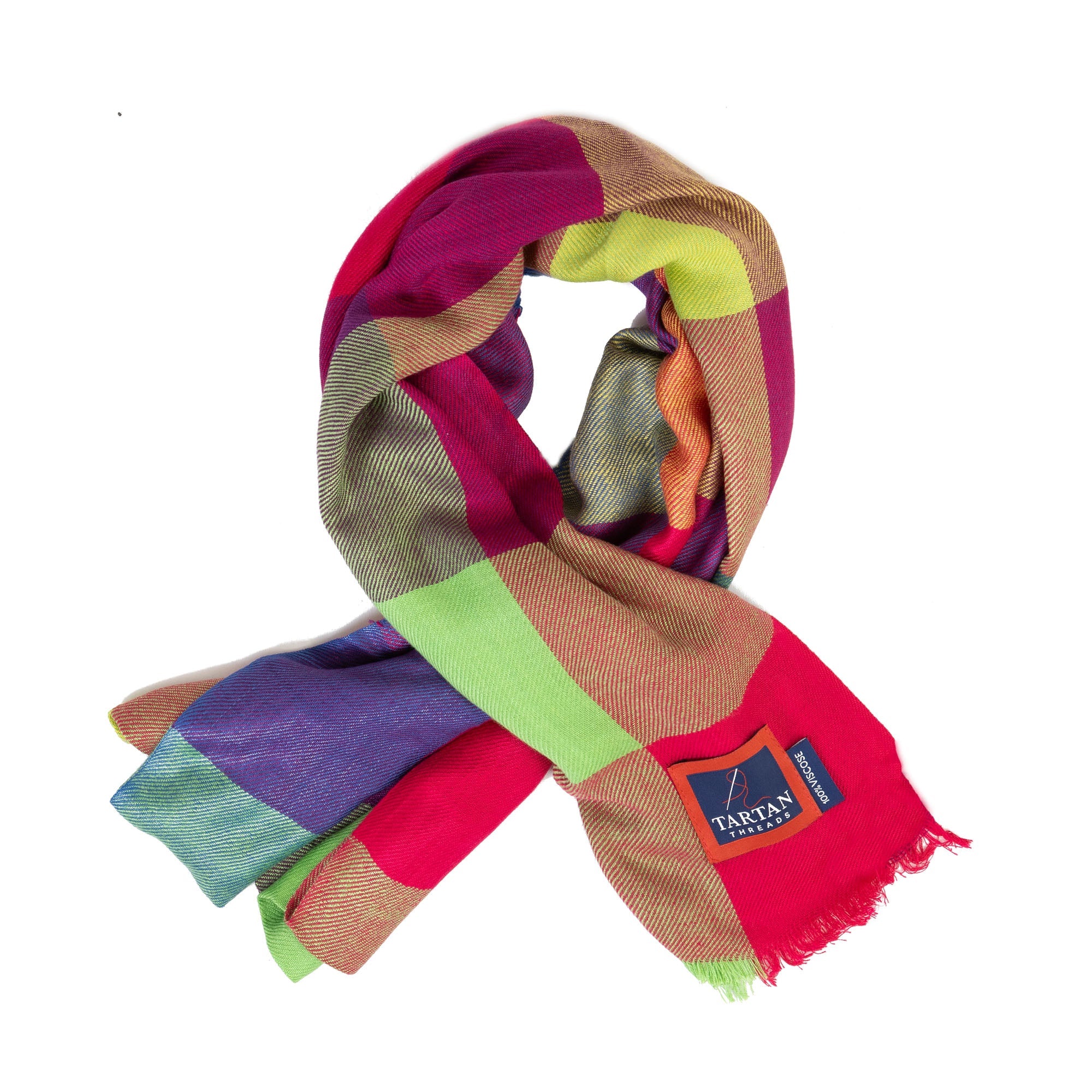 Tartan Stole Square Check - Bright Pink – Dunedin Cashmere