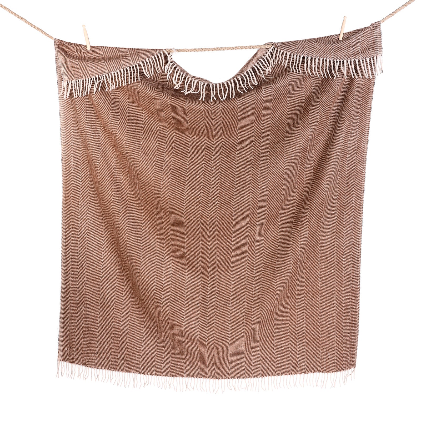 Highland Wool Blend Herringbone Blanket Chestnut Brown | Dunedin Cashm ...